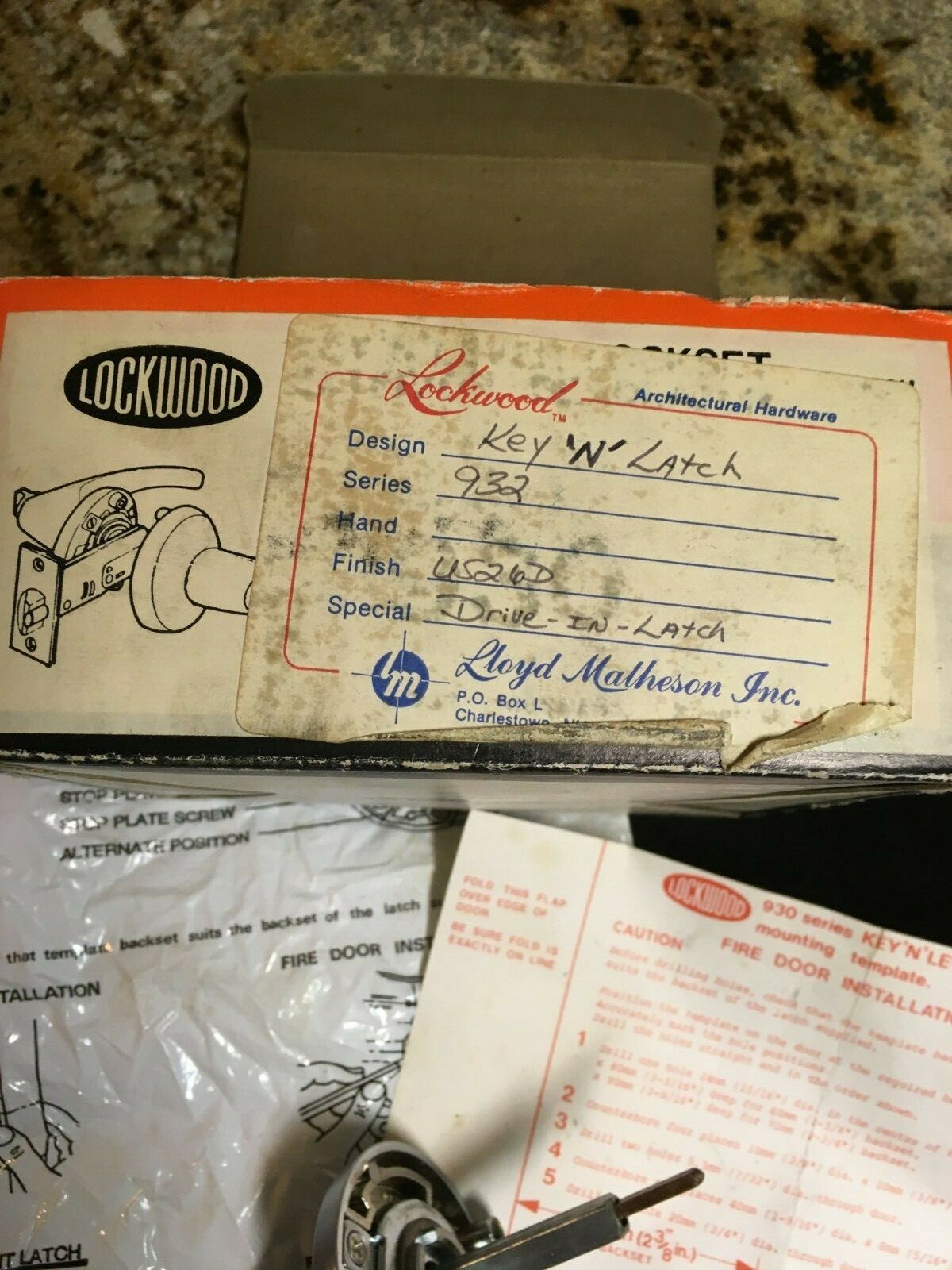 Lockwood 932 Series Key "N" Lever Lockset Privacy Set cat no.932 US26D ...