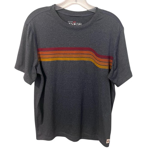 Marine Layer Tee Weekend Sport Performance Shirt Sunset Stripe Gray Men ...