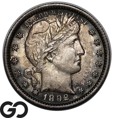 1892 Barber Quarter, Highly Attractive Razor Sharp Solid Gem BU++ | eBay