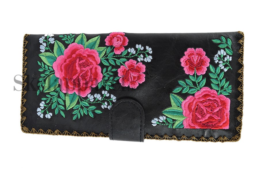 Lavishy Wallet - Pink Rose Bouquet Floral Embroidery wallet, Love Rose ...