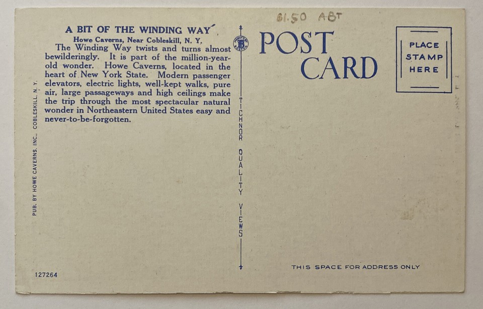 Vintage Postcard, A Bit of the Winding Way, Howe Caverns, NY | eBay
