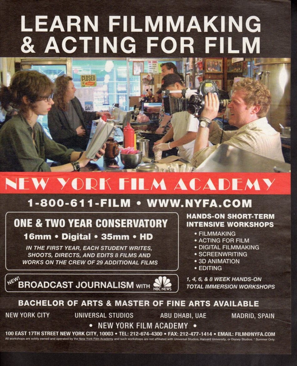 Vintage print ad advertisement New York Film Academy learn Filmmaking ...