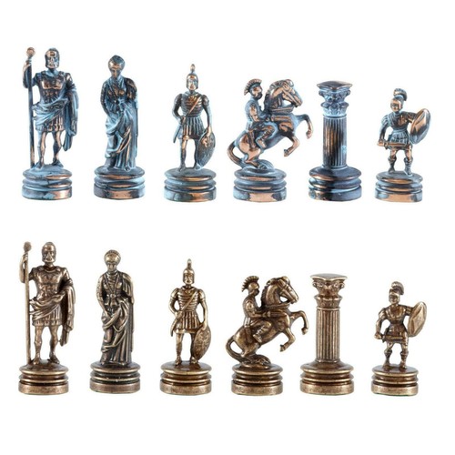 Manopoulos Greek Roman Army Small Chess Set - Blue&Copper - Without ...