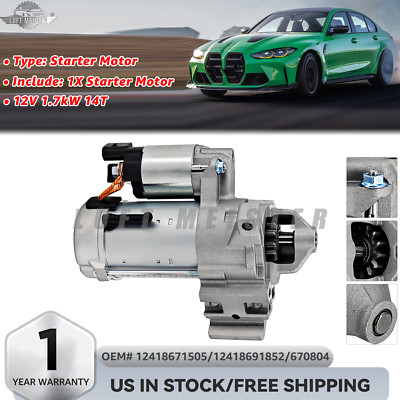 Starter Motor 12418671505 12V 1.7kW 14T For 2018-2025 M3 M340i X3 M40i ...