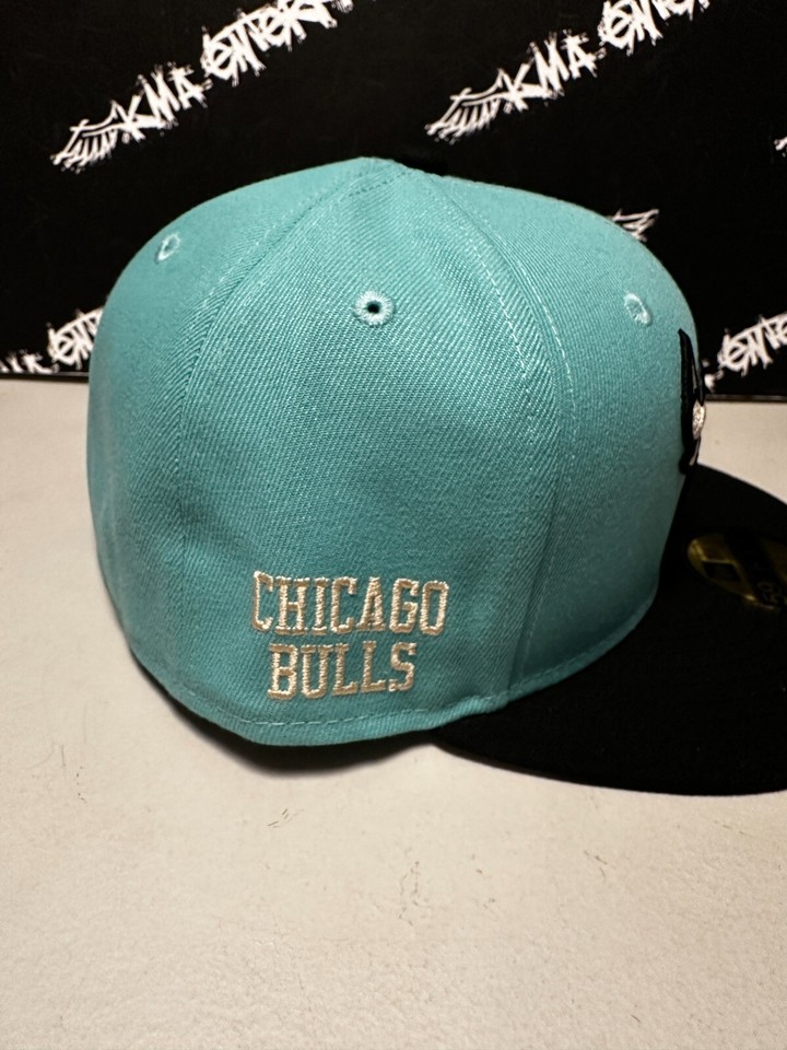 NWT New Era Chicago Bulls Teal Light Blue Metallic Silver Steel Fitted ...