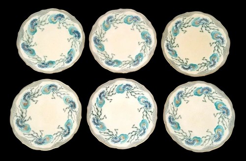 6 Minton Majolica Secessionist Ware Art Nouveau 9 1/8 in. Plates 1850 ...
