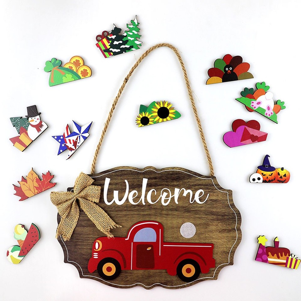 1 Set Home Welcome Board Hanging Decor Scene Pendant Welcome Plate ...