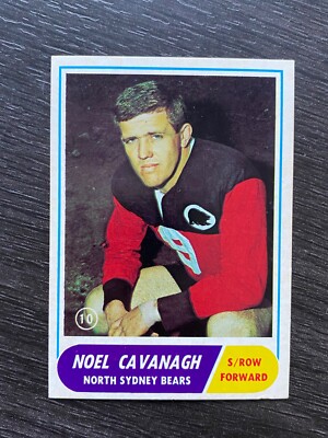 1969 Scanlens NRL Rugby League #10 Noel Cavanagh North Sydney Bears ...