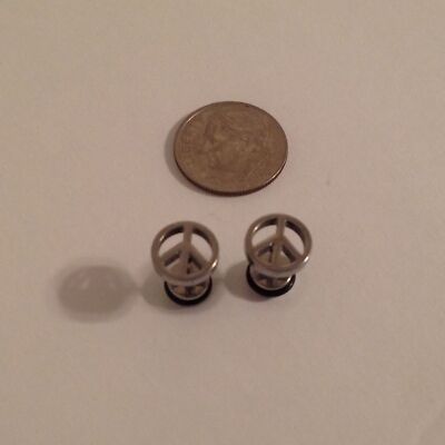 Small Silver Tone Peace Sign Screw Back Earrings | eBay