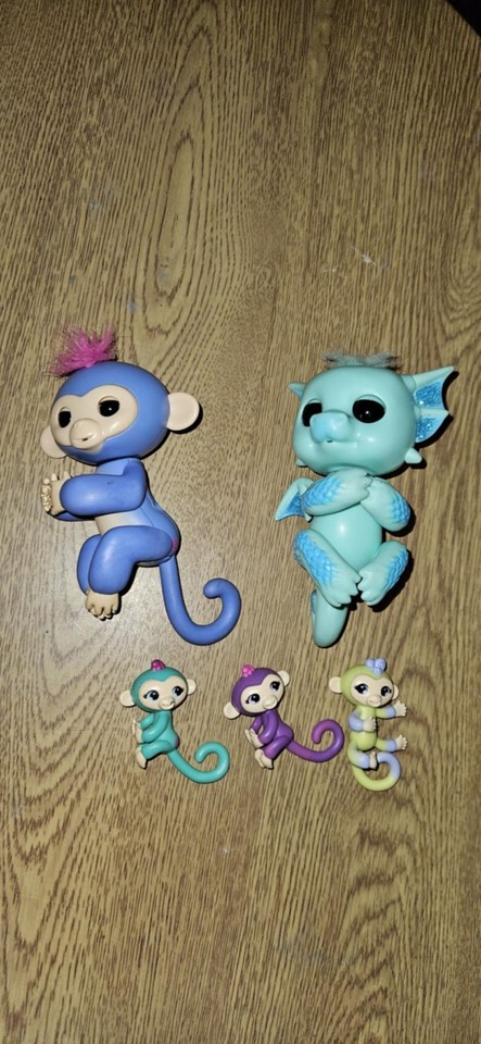 Wowee Fingerling Bundle Monkey Dragon Sloth x 6 Kingsley Noa purple ...
