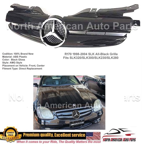 SLK R170 Grille All Black Gloss Chrome Star SLK320 SLK230 SLK200 Emblem ...