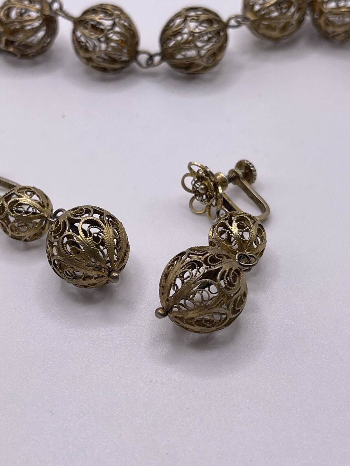 Vintage Portuguese .833 Silver Gold Washed Filigree B… - Gem