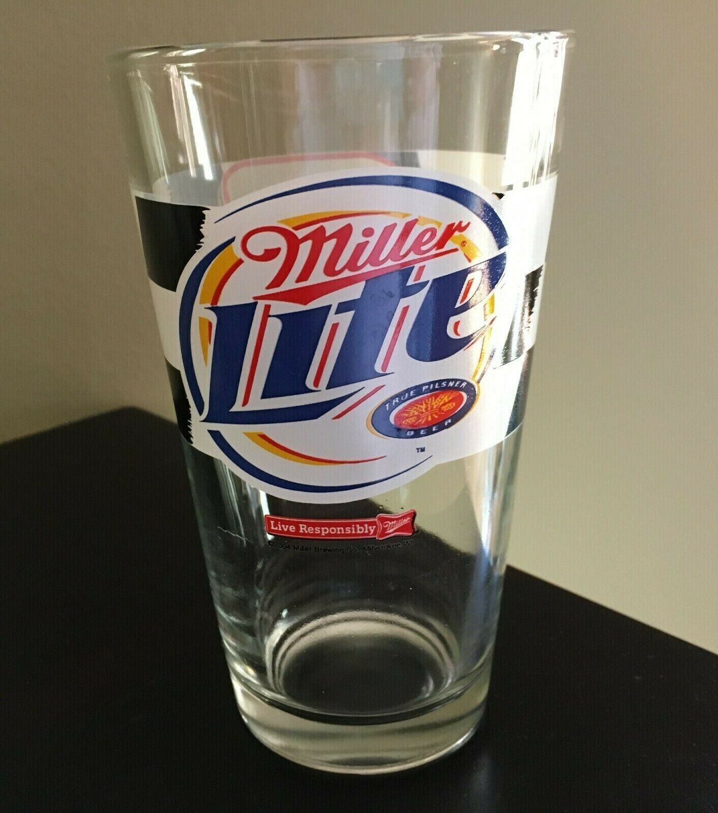 Miller Lite Rusty Wallace #2 NASCAR Racing Pint Beer Glass Checkered ...