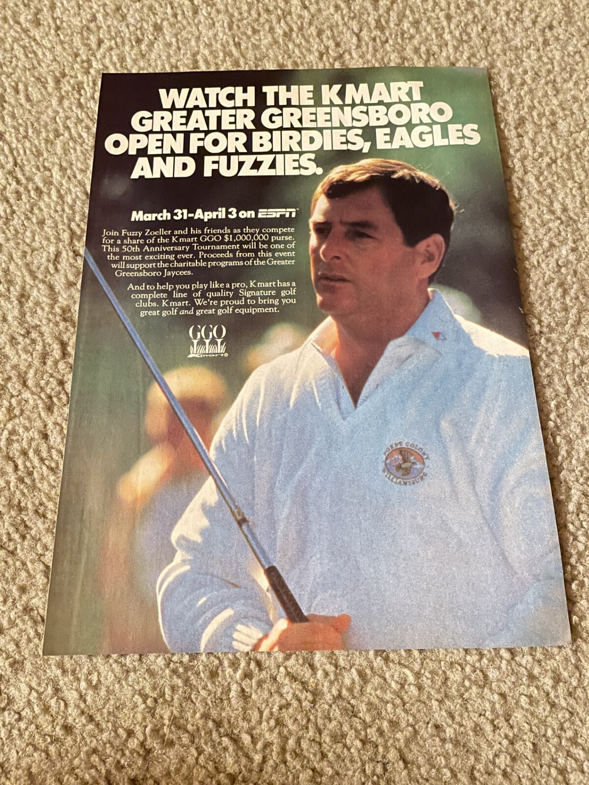 Vintage 1988 KMART GGO TOURNAMENT ESPN Poster Print Ad 1980s FUZZY ...