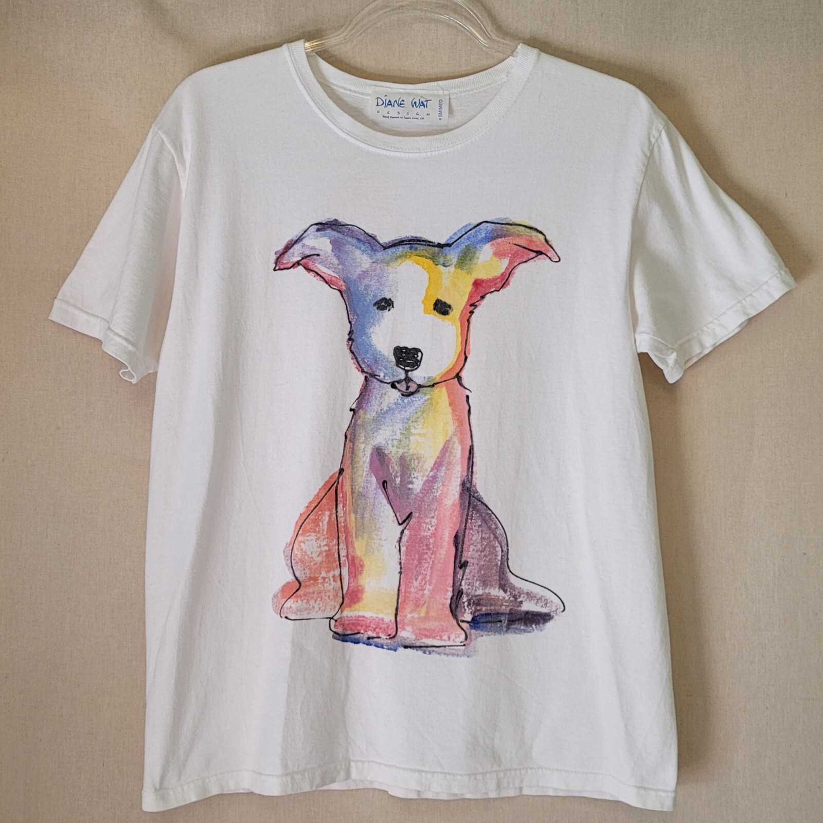 Diane Wat Hand Painted Double Sided Graphic White T S… - Gem