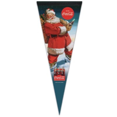 SANTA CLAUS CHRISTMAS COCA-COLA COKE ROLL UP FELT PENNANT 12''x30 ...