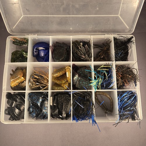 Variety Lot of Chunks Soft Bait and Swim Jigs with Plano Tackle Box | eBay