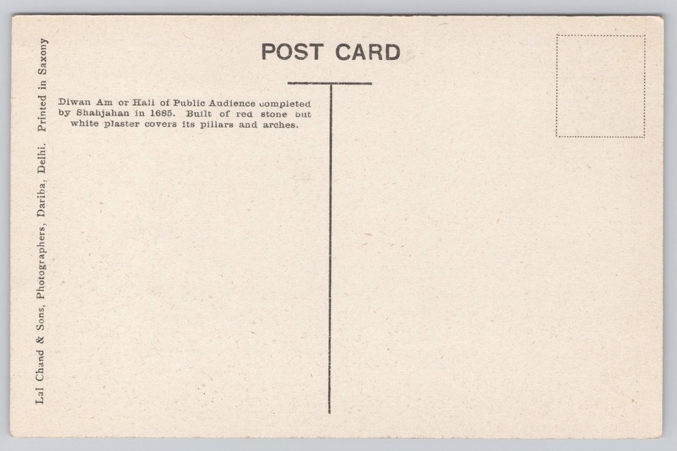 Vintage Diwan Am Side View Fort Agra India Black & White Postcard | eBay