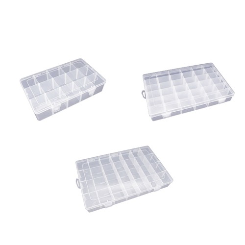 15/28/36 Grid Clear Organizer Box with Adjustable Dividers Compartment ...