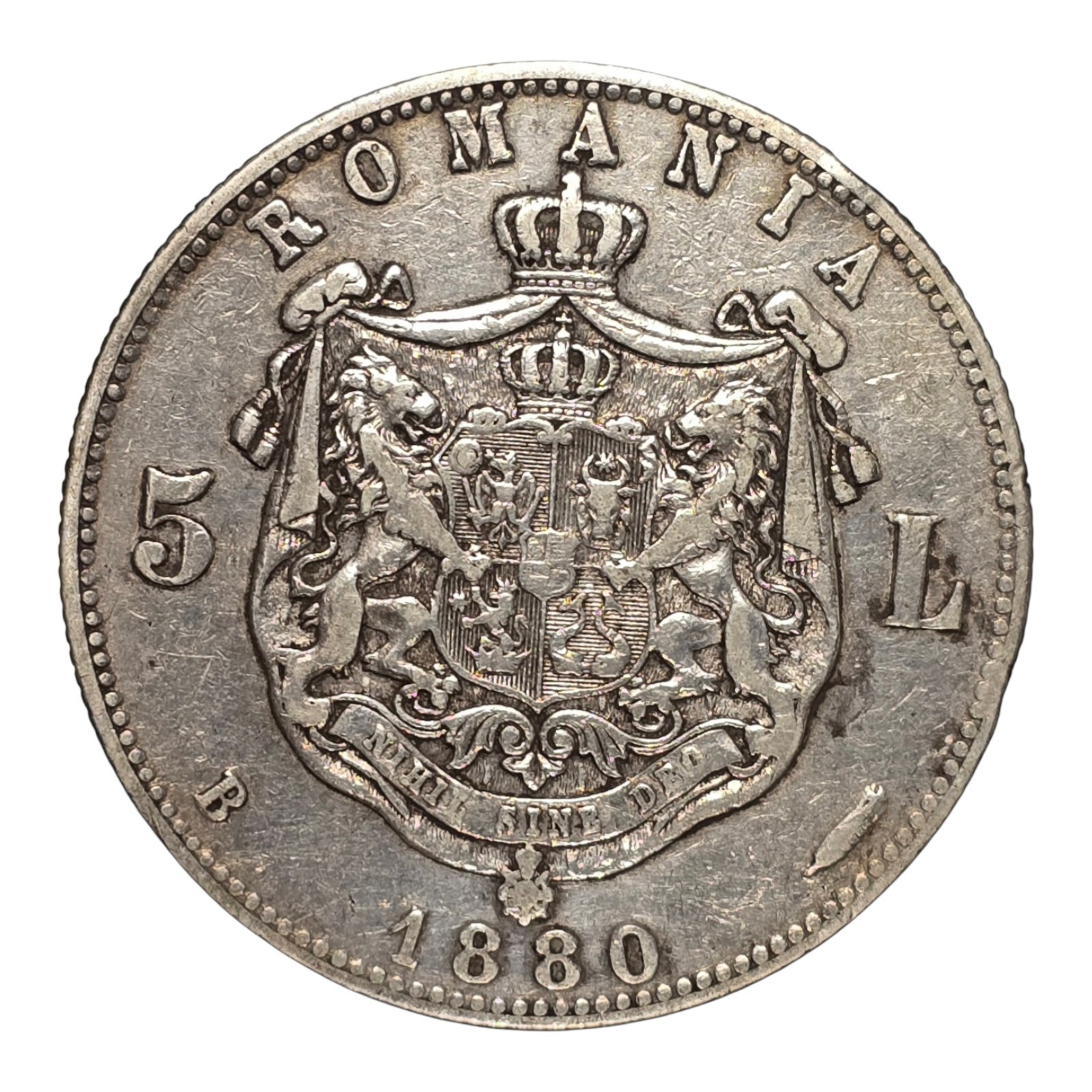 1880 B Romania 5 Lei World Silver Coin Large Name Near Truncation ...