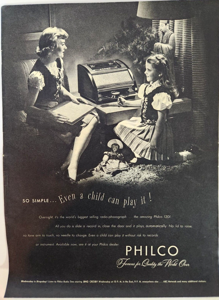 Philco 1201 Radio Phonograph Vintage 1947 Ad Magazine Print Record ...