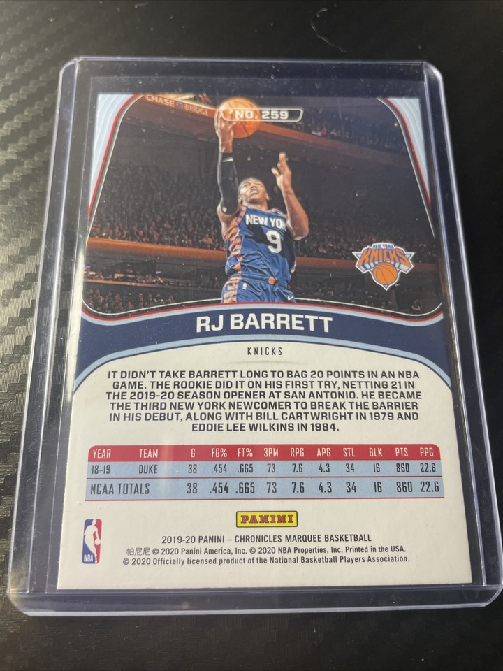 RJ BARRETT 2019-20 Marquee Silver ROOKIE card New York KNICKS DUKE | eBay