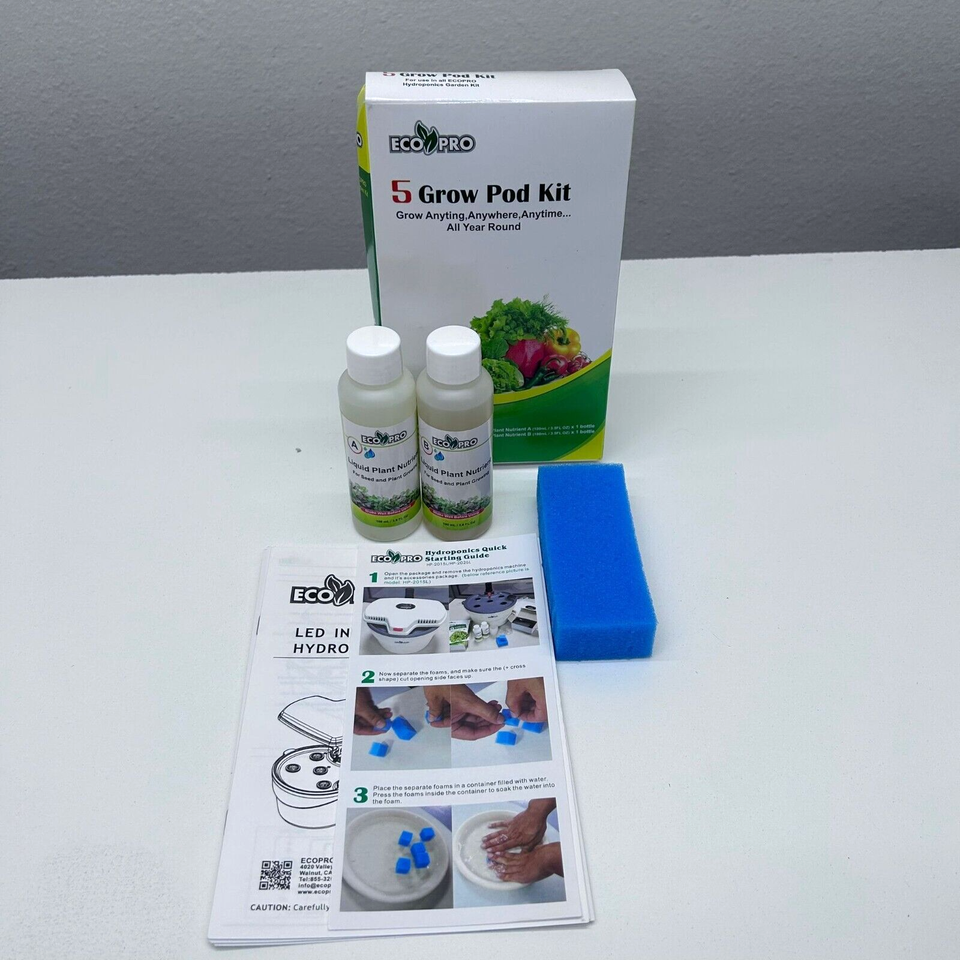 EcoPro Tools LED Indoor Hydroponics Grower Kit 5 Pod System, Ivory White | eBay