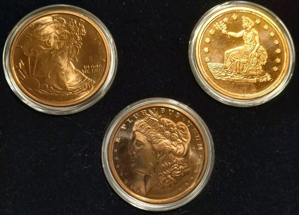 Set of 3 - Historic Coin Images .999 Pure Copper Coin Rounds w/ Gift ...