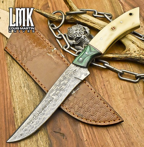 LMK Handmade Full Tang Knife Twist Damascus Bone Everyday Carry | eBay