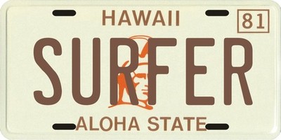 Hawaii 1980's SURFER Aluminum License Plate | eBay