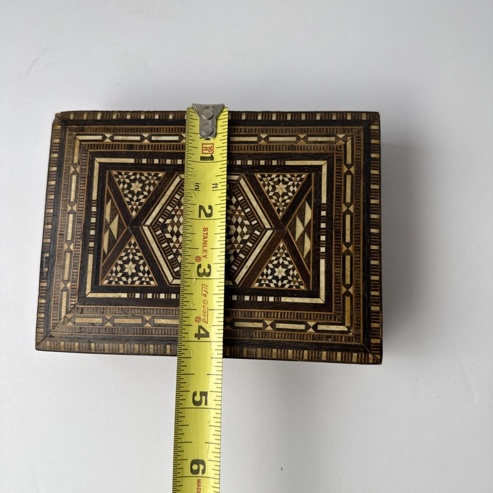 Vintage Middle Eastern Wooden Mosaic/ Marquetry Wooden Trinket Box | eBay
