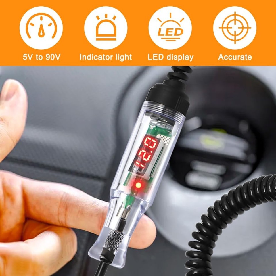 LED Bulb Automotive Circuit Tester for 5v-90v, Car Fuses, Headlights ...