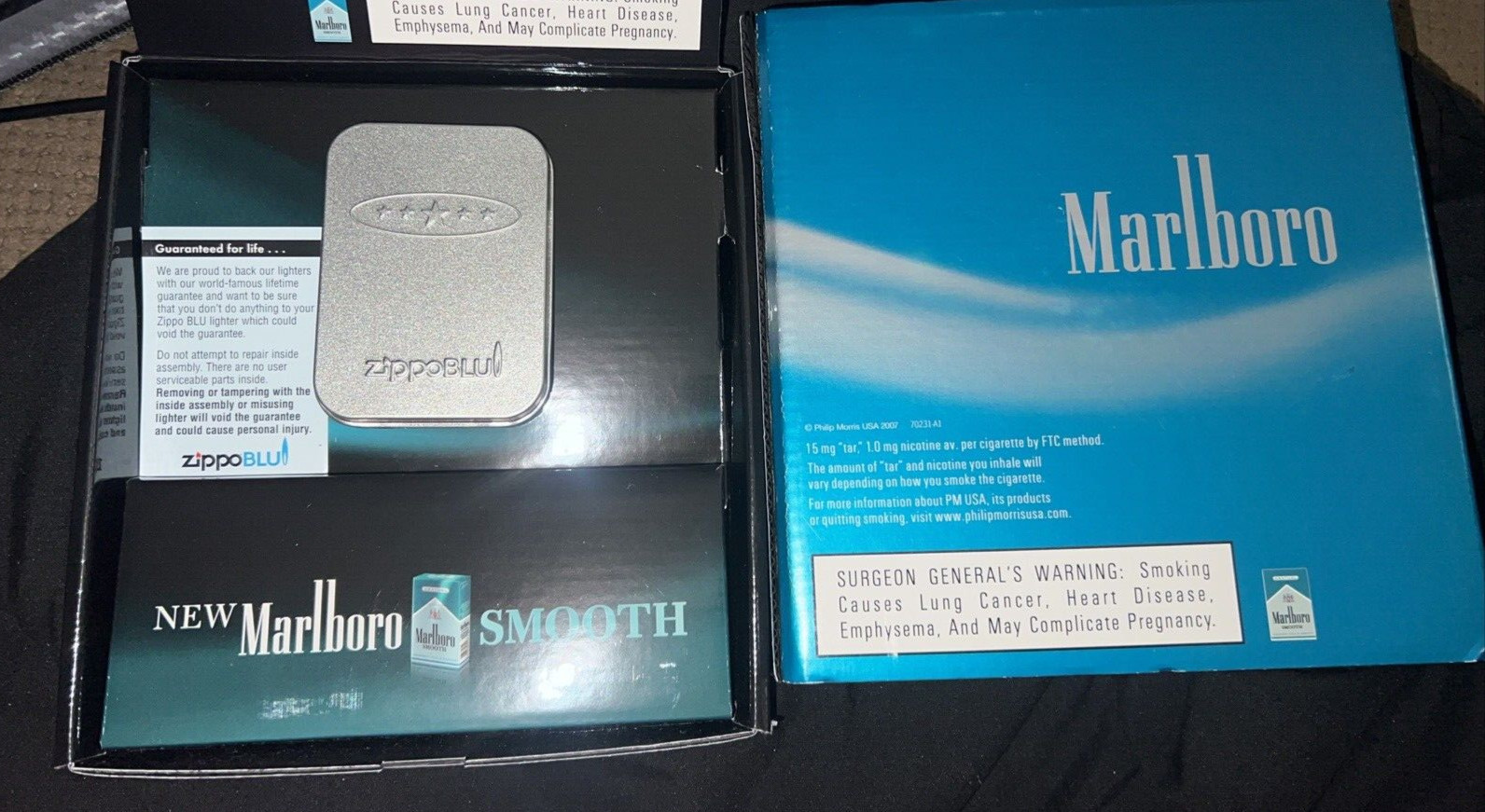 ZIPPO Blu Lighter Butane Street Chrome Finish Model USA Vintage 2005 W Box