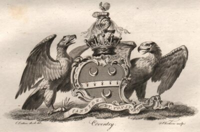 COVENTRY. Coat of Arms. Heraldry 1790 old antique vintage print picture ...