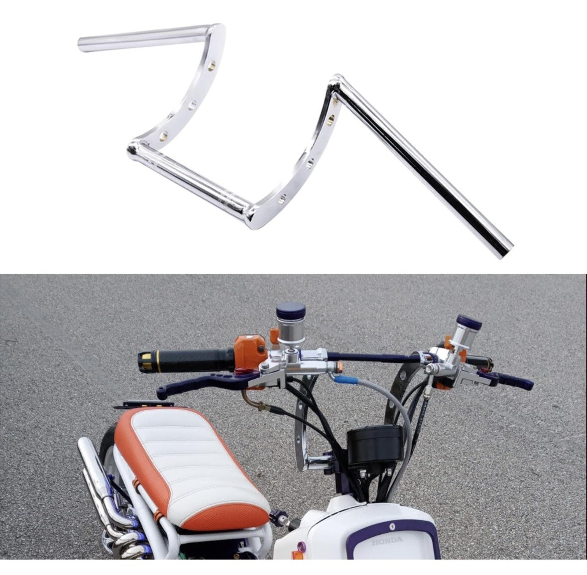 22mm 7/8" Motorcycle Z Bars Handlebar For Drag Custom Bobber Chopper ...