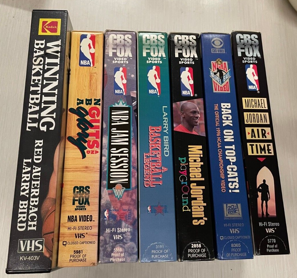 7 VHS Larry Bird Basketball Michael Jordan Air Time Playground NBA Guts ...