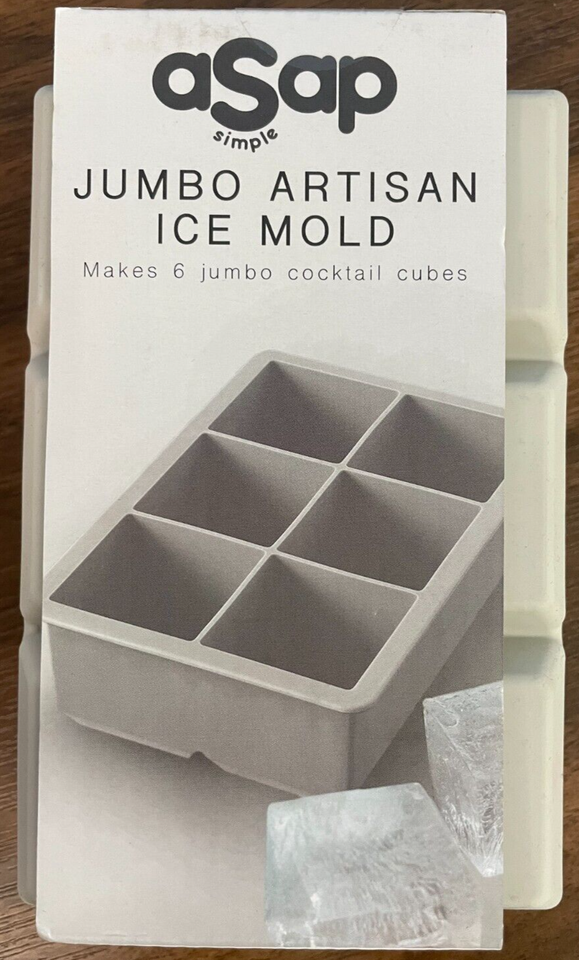 Asap Simple Jumbo Artisan Silicone Ice Molds/6 jumbo cubes/New/Gray | eBay