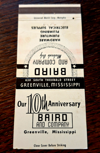 Vintage Matchbook: Baird & Co Hardware/Furniture, Greenville, MS | eBay