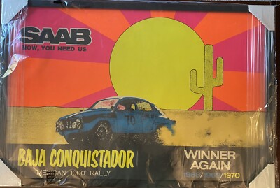 1970 Saab Baja Conquistador Original Promotional Framed Screen Print ...