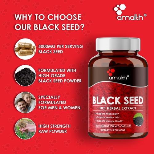 Black Seed Pure Cumin Extract 5000mg Capsules - 90 Count - Healthy Skin ...