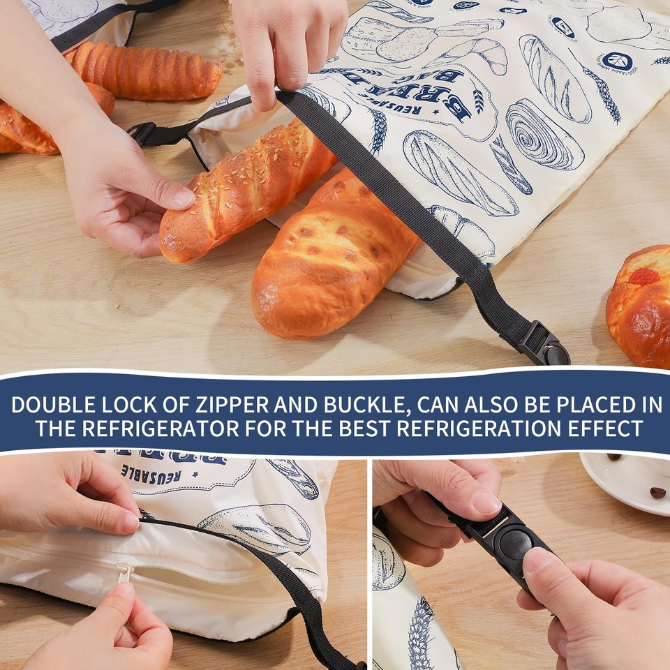 Bread Bags, 2 Packs Bread Bags for Homemade Bread, Reusable Zipper ...