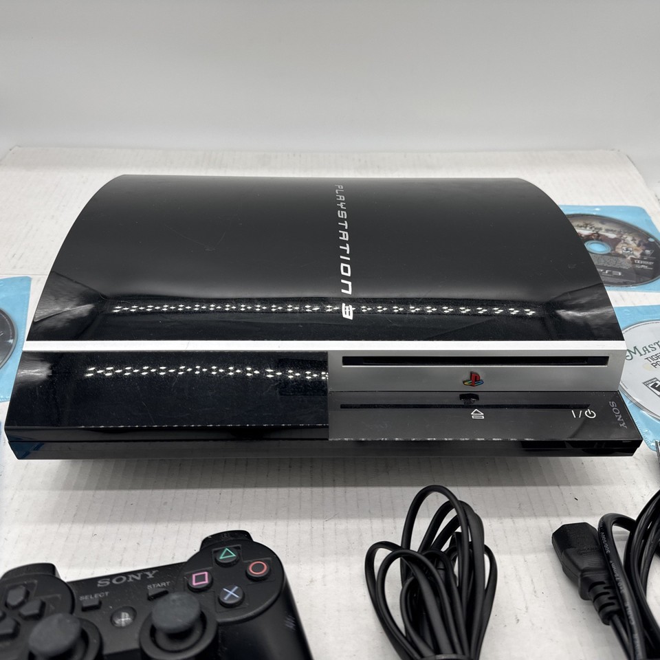 Sony PlayStation 3 74GB Console CECHK01 - 1 Conrollers Cords 7 Games ...