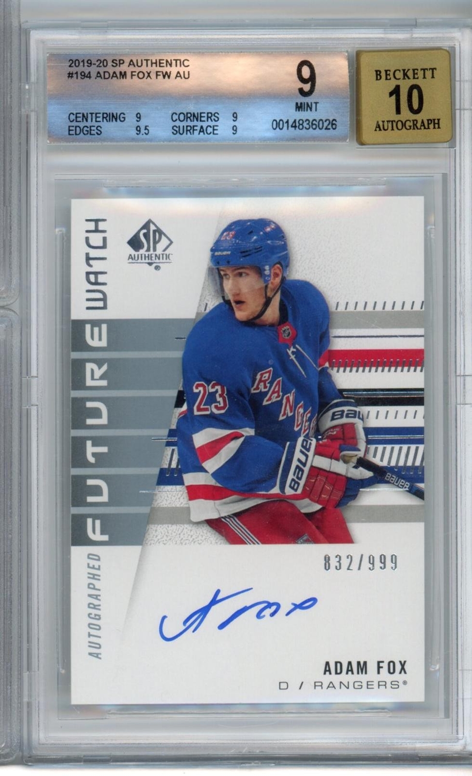 2019-20 SP Authentic - Autographed Future Watch Rookies Adam Fox #194 / ...