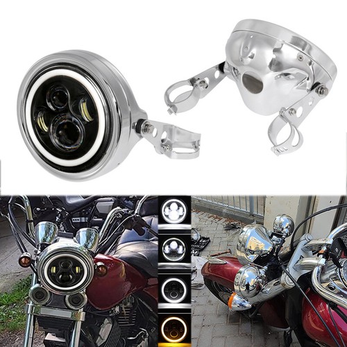 7 Inch Round LED Headlight Bucket Housing For Harley Dyna Cafe Racer ...