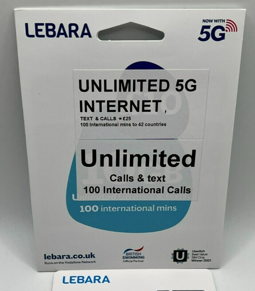 Brand NEW Latest Lebara Mobile UK Sim Card ,International Calls to 42 ...