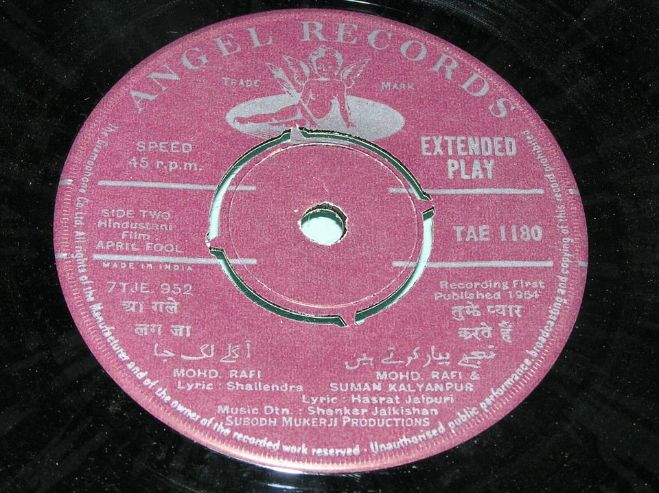 Mohd Rafi APRIL FOOL Bollywood OST Rare 1964 7" EP Angel TAE 1180 India ...