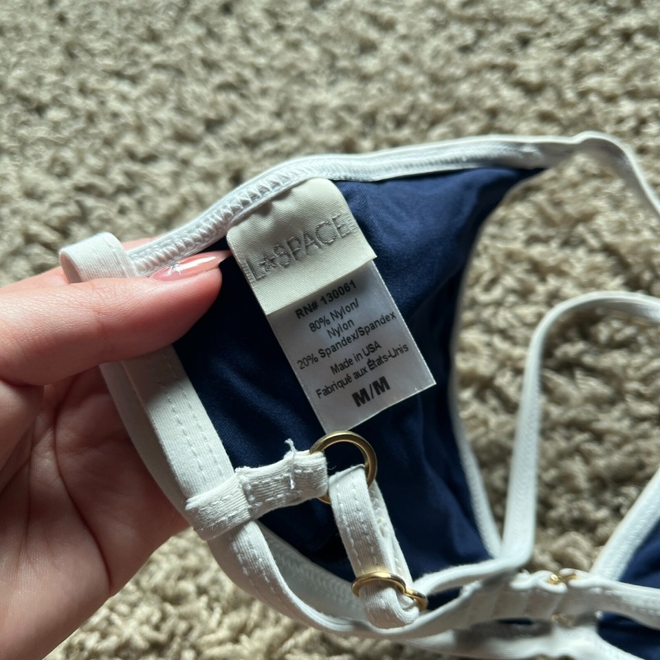 L*Space Women's Triangle Bikini Top in Navy & White Size MEDIUM | eBay