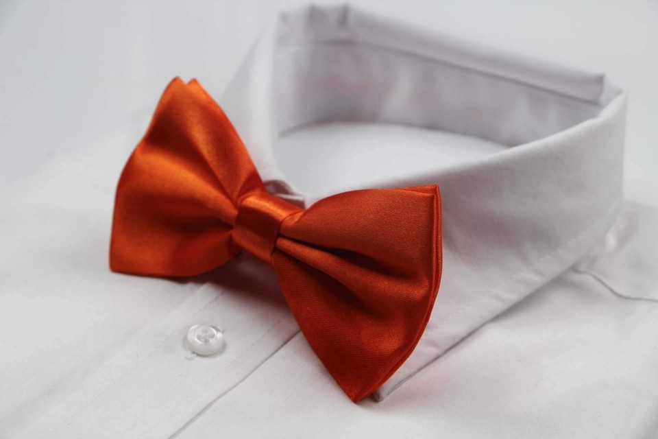 Mens Orange Solid Plain Colour Bow Tie | eBay