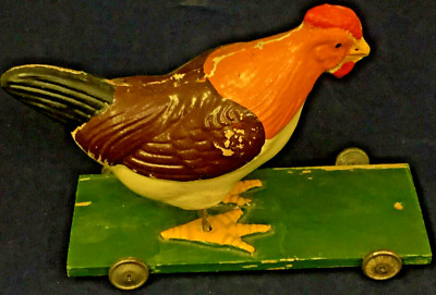 1940's Vintage Rooster Pull Toy from Erzgebirge Region Germany Wood ...