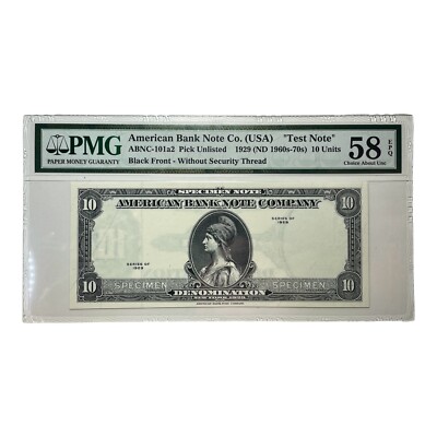 American Bank Note Co. ABNC 10 Units 1929 (ND1960-70’s) Test Note ...